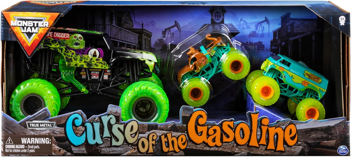 Monster Jam, Curse of The Gasoline 3-Pack of Official Exclusive Die-Ca ...